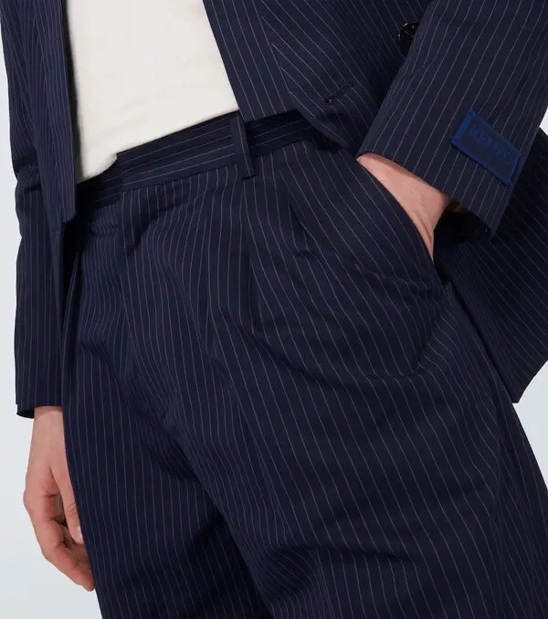 Kenzo Pinstripe Cotton And Linen Trousers