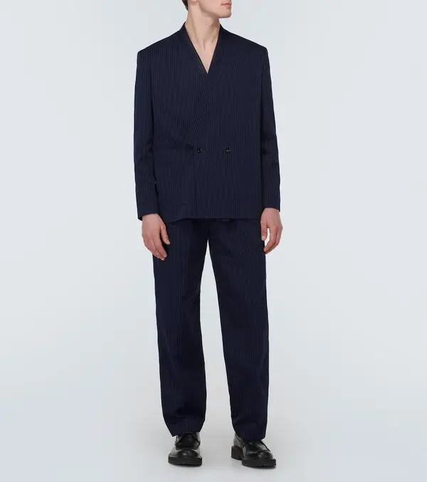 Kenzo Pinstripe Cotton And Linen Trousers