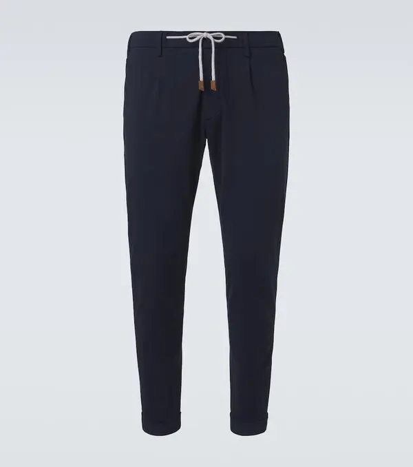 Eleventy Cotton-blend Slim Fit Trousers - Blue
