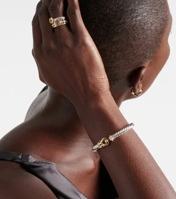 David Yurman Cable Flex® Buckle Sterling And 14kt Gold Bracelet With Diamonds