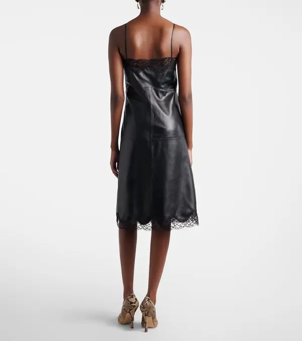 Magda Butrym Lace-trimmed Leather Midi Dress