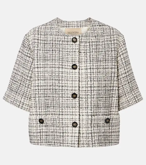 Valentino Garavani Cotton-blend Tweed Jacket - White