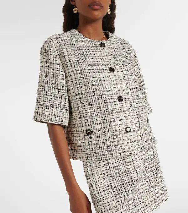 Valentino Garavani Cotton-blend Tweed Jacket - White