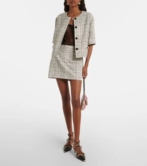 Valentino Garavani Cotton-blend Tweed Jacket - White