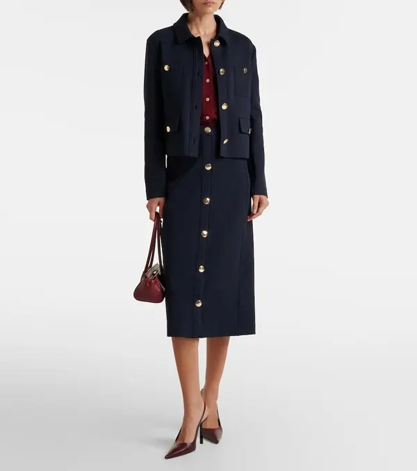 Max Mara Cotton-blend Midi Skirt