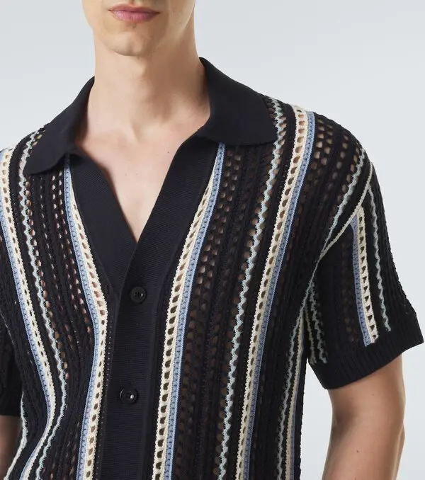 Frescobol Carioca Pinto Crochet Striped Cotton Shirt