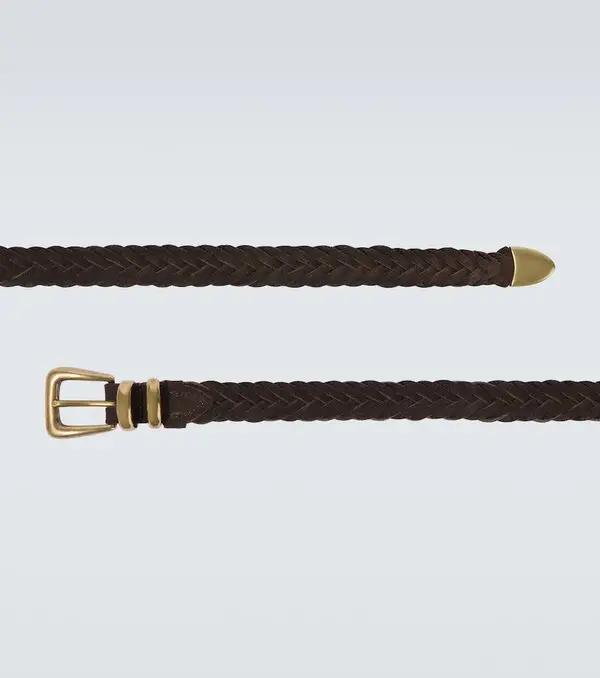 Eleventy Braided Suede Leather Belt