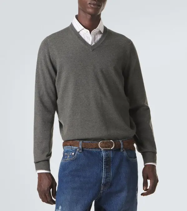 Brunello Cucinelli V-neck Cashmere Sweater - Green