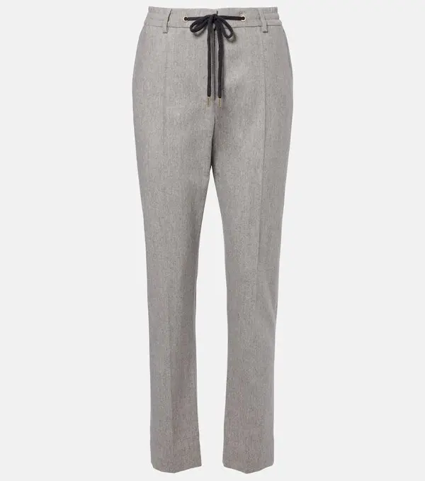 Eleventy Wool And Cashmere Tapered Pants - Grey