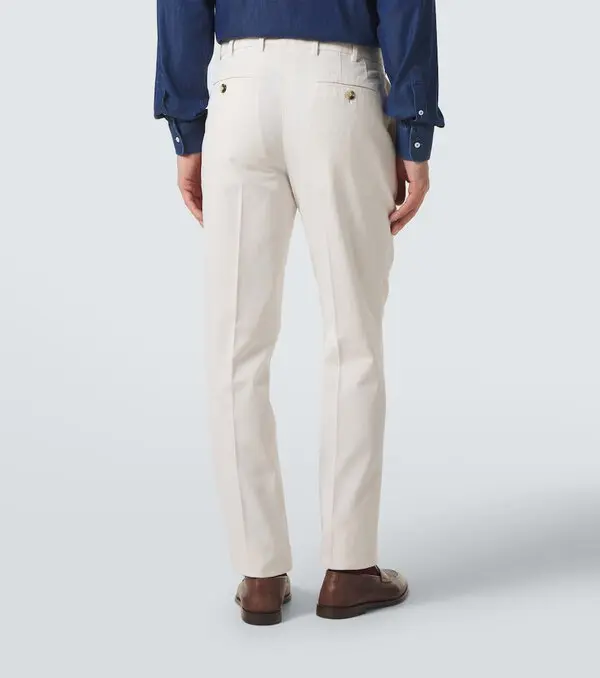 Brunello Cucinelli Cotton Gabardine Slim Pants - White