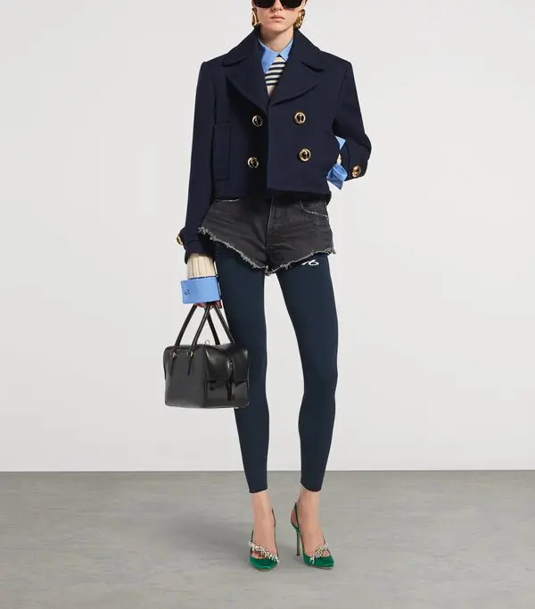 Balenciaga Cropped Wool Pea Coat With Double-breasted Fastening