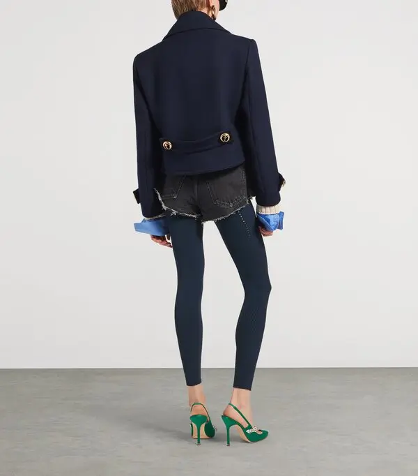 Balenciaga Cropped Wool Pea Coat With Double-breasted Fastening
