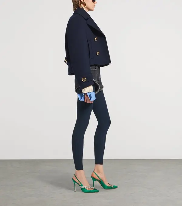 Balenciaga Cropped Wool Pea Coat With Double-breasted Fastening