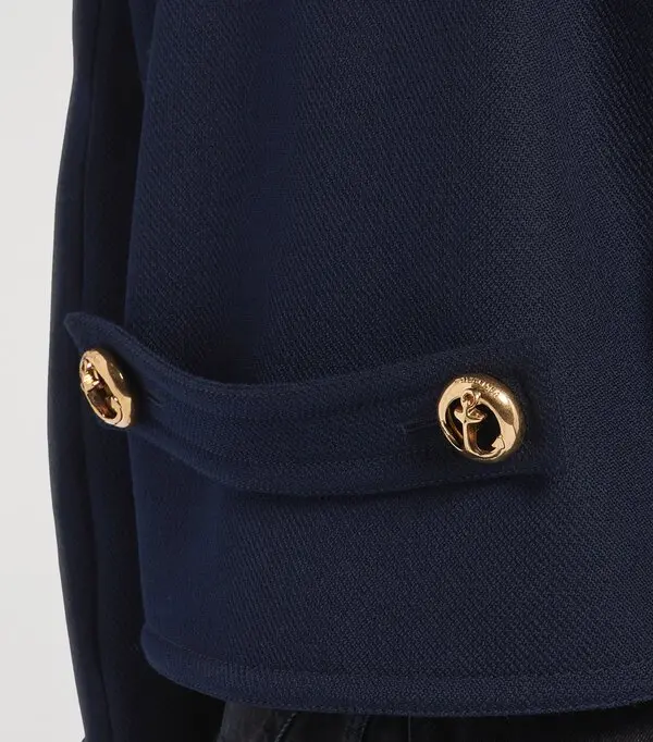 Balenciaga Cropped Wool Pea Coat With Double-breasted Fastening