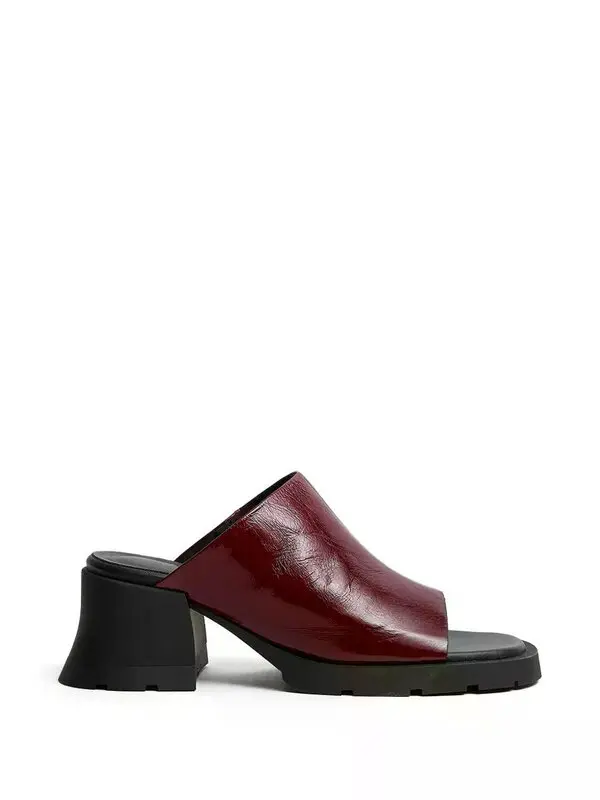 MIISTA Patent Finish Block-heel Mules - Red