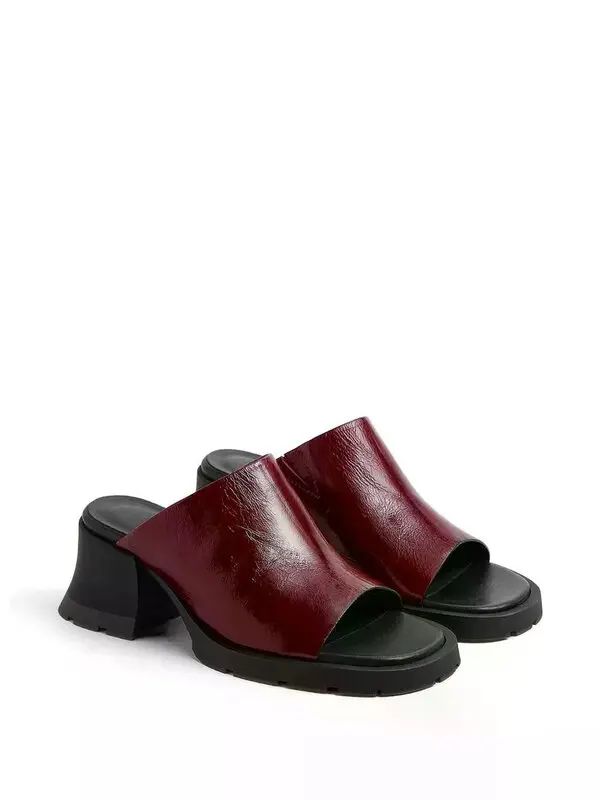 MIISTA Patent Finish Block-heel Mules