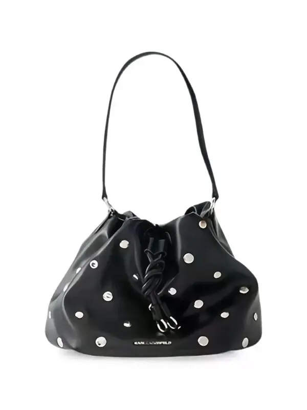 Karl Lagerfeld Studded Dome Bucket Bag - Black
