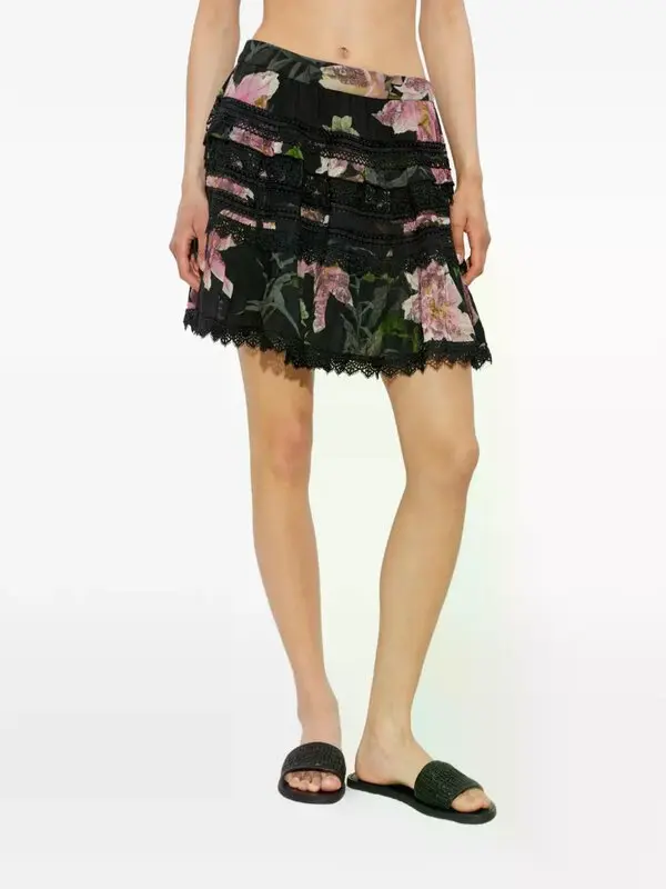 ALLSAINTS Zora Floral Tiered Mini Skirt