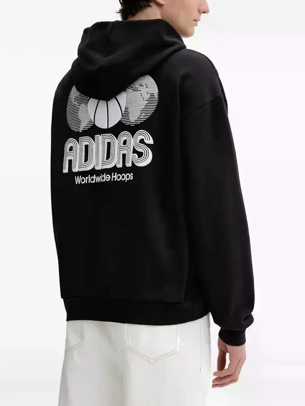 Adidas World Wide Hoops Logo-print Hoodie