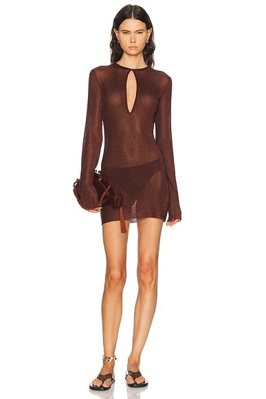 SEROYA Emeri Metallic Mini Dress - Rust