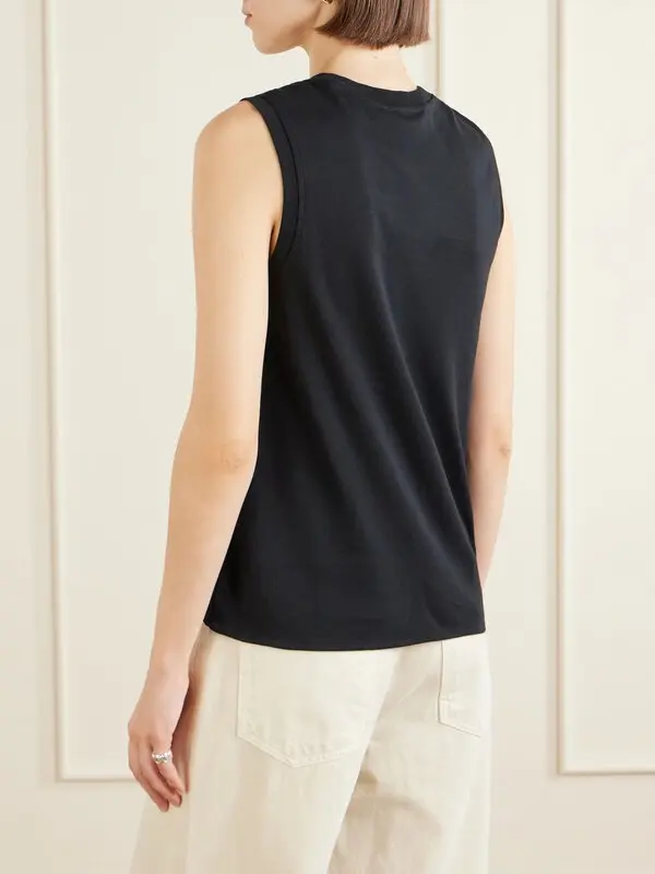 JW Anderson Tie-detailed Logo-embroidered Cotton-jersey Tank - Black