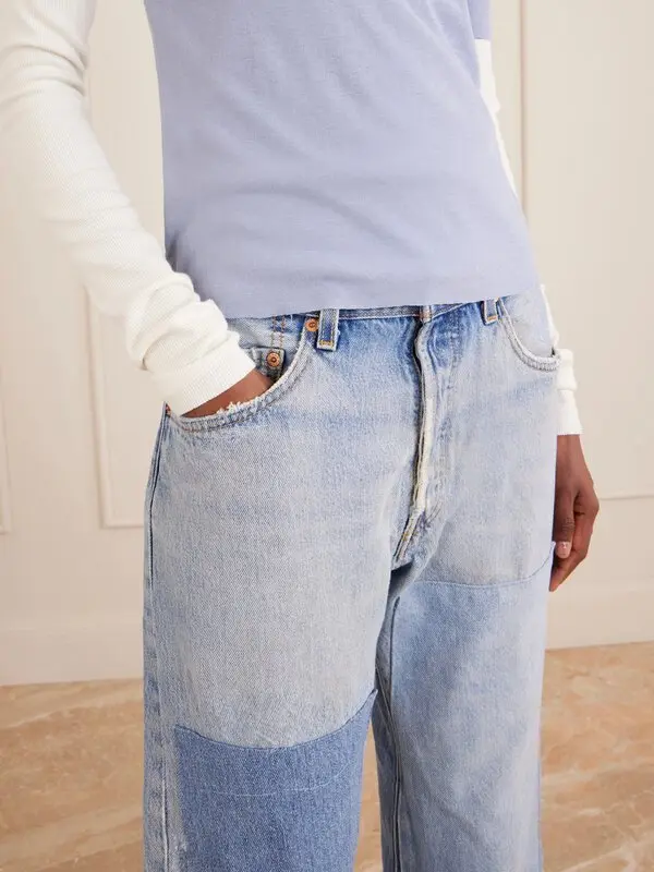 B Sides Vintage Patchwork Mid-rise Wide-leg Jeans