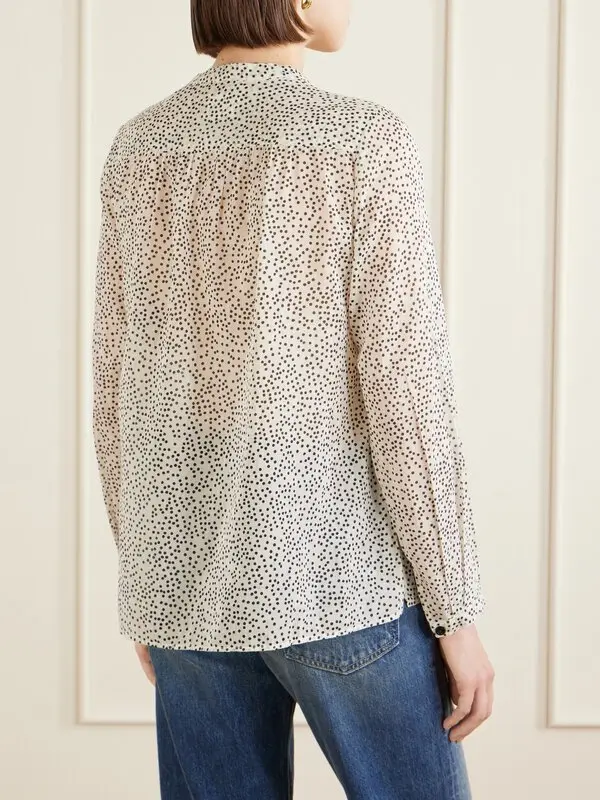 MARANT ETOILE Isabel Maria Polka Dot Organic Cotton Voile Blouse - Neutrals