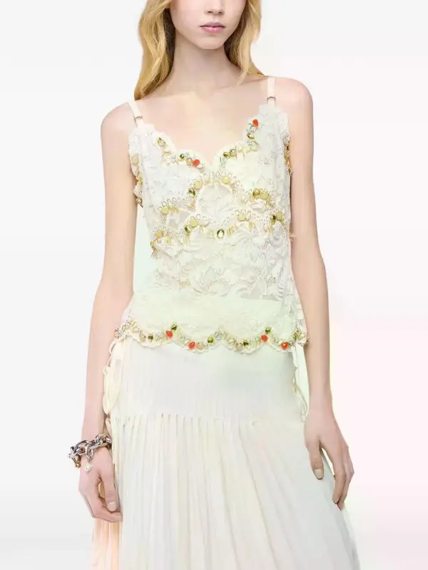 Rabanne Lace Embroidered V-neck Top