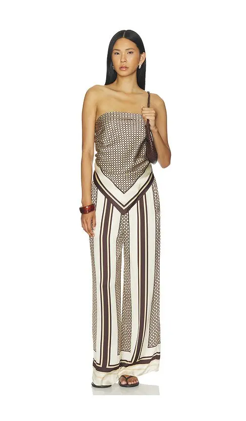 Shona Joy Tyler Silk Scarf Top - Brown