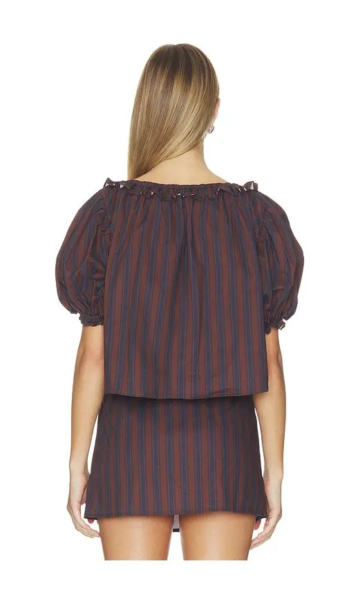 WeWoreWhat Striped Puff Sleeve Button Up Top