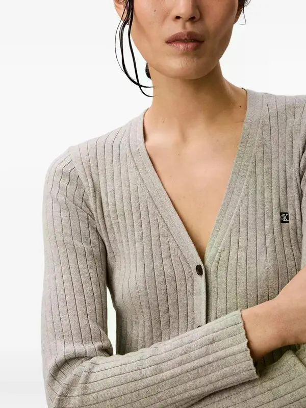 Calvin Klein Ribbed-knit Logo Patch Cardigan