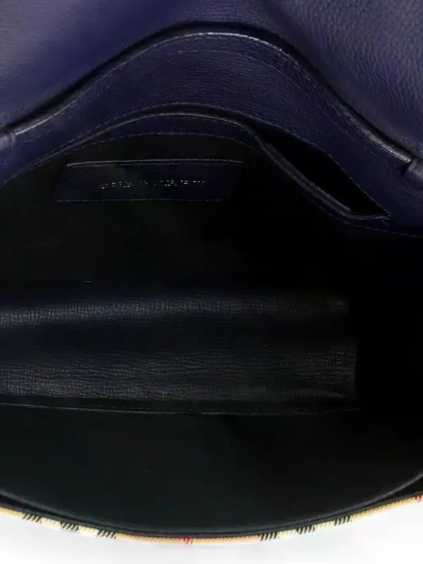 Burberry Macken Leather And Vintage Check Canvas Small Crossbody Bag - Blue