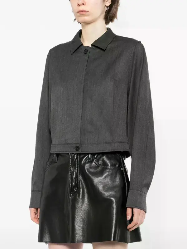 LOW CLASSIC Melange Spread Collar Shirt Jacket