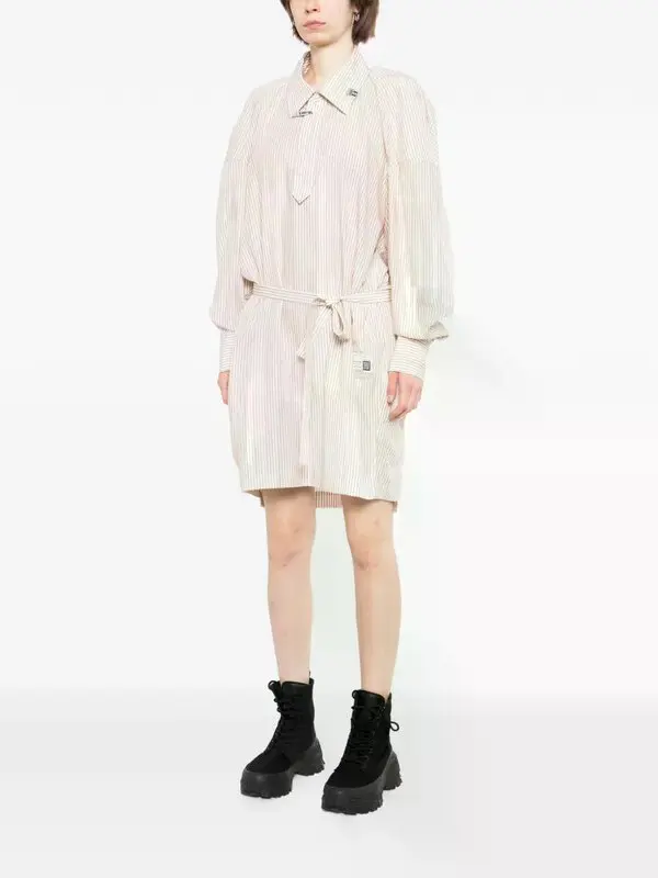 Mihara Yasuhiro Striped Shirt Dress With Belt