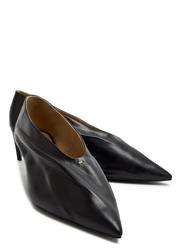 Khaite Miriam Draped Leather Pumps - Black