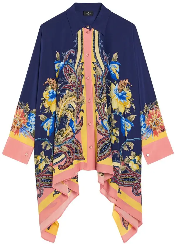 Etro Printed Asymmetric Silk Shirt - Multicoloured