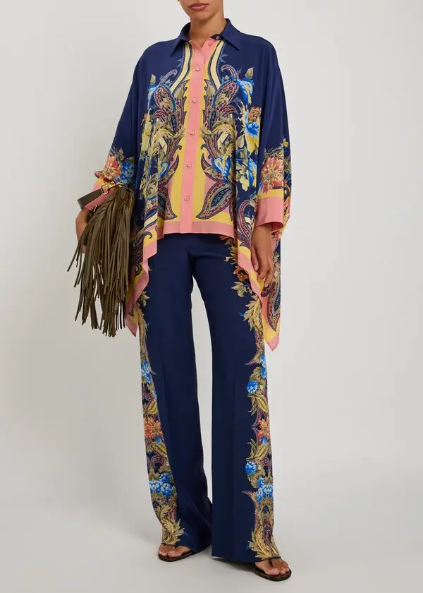 Etro Printed Asymmetric Silk Shirt