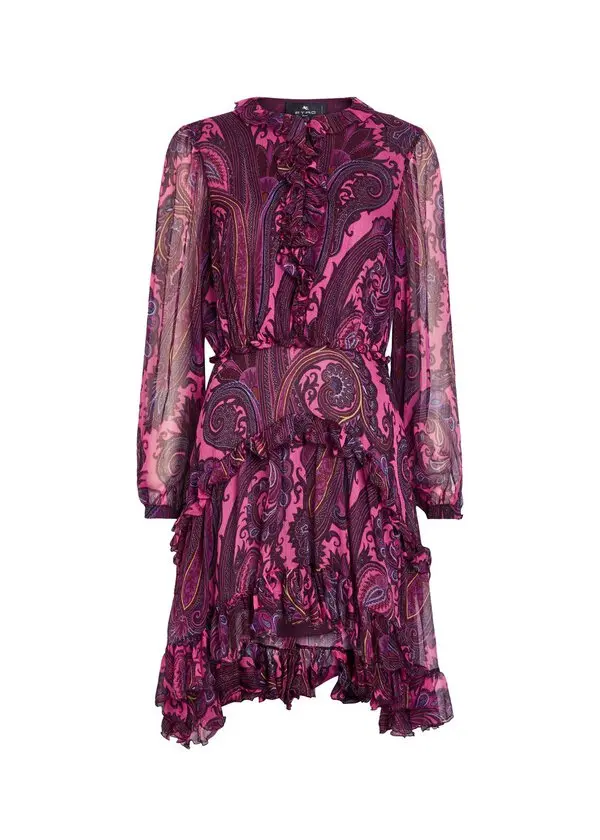 Etro Paisley Print Silk Chiffon Mini Dress - Multicoloured