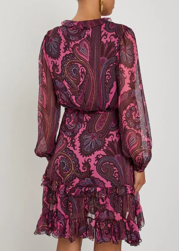 Etro Paisley Print Silk Chiffon Mini Dress - Multicoloured