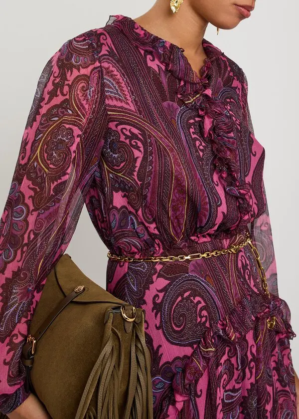 Etro Paisley Print Silk Chiffon Mini Dress - Multicoloured