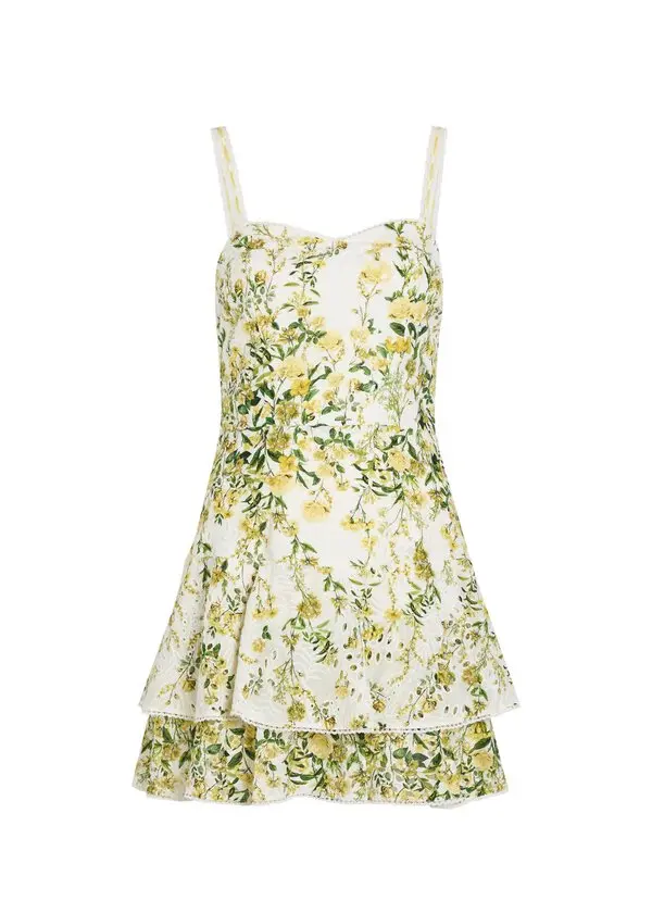 Alice + Olivia Meredith Floral-embroidered Cotton Mini Dress - Multicoloured