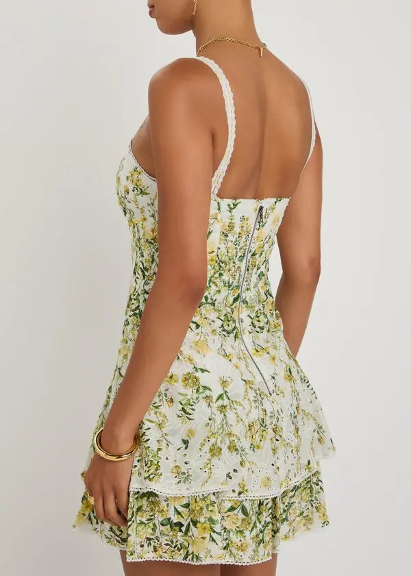 Alice + Olivia Meredith Floral-embroidered Cotton Mini Dress