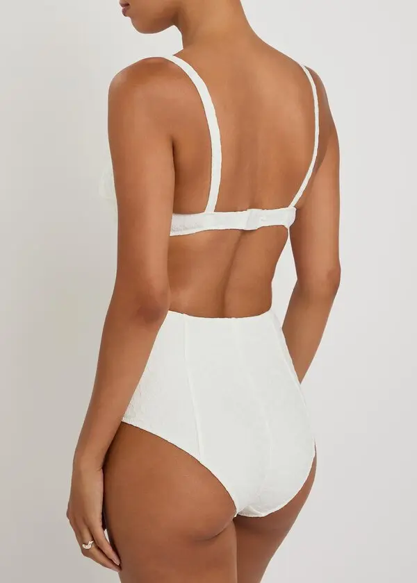 Lisa Marie Fernandez Textured Jacquard Bikini With Double-breasted Embellishments