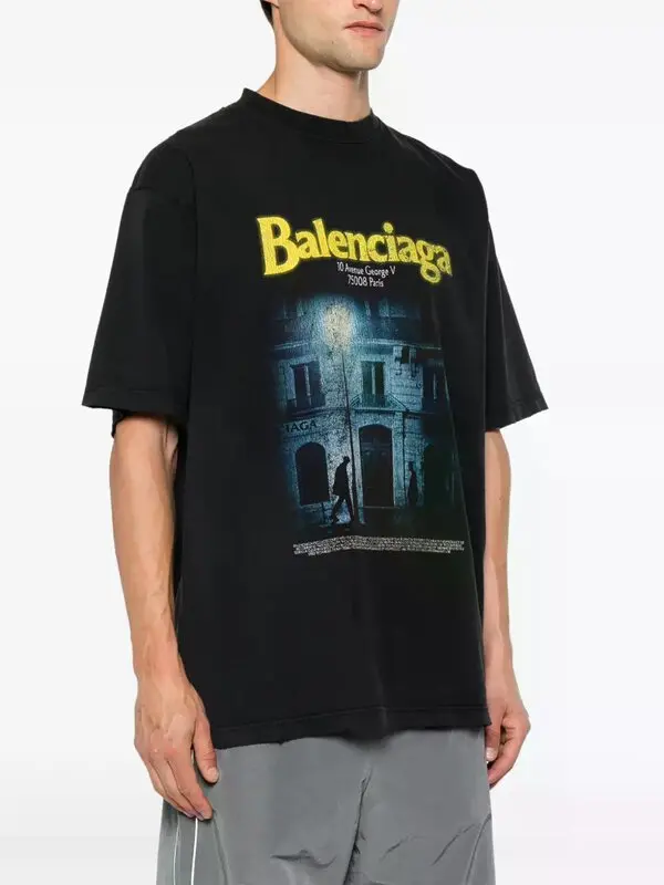 Balenciaga The Address Medium Fit T-shirt In Washed Black