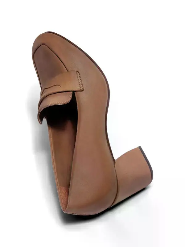 Bernardo Nevaeh Leather Block Heel Pumps - Brown