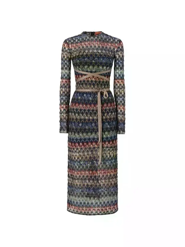 Missoni Zigzag-knit Backless Maxi Dress - Blue