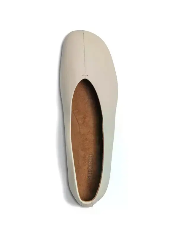 Bernardo Meredith Square Toe Leather Ballet Flats - White