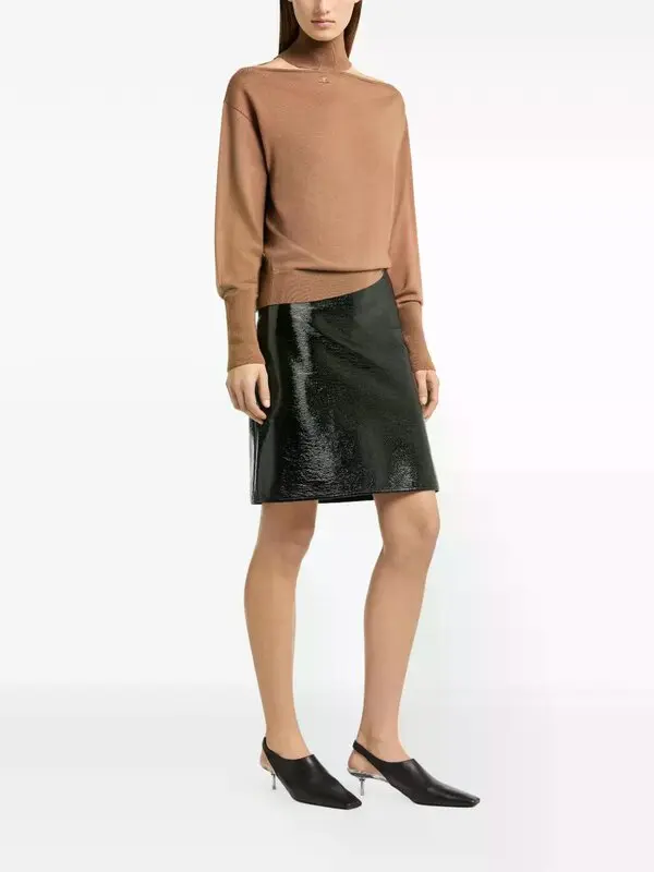 COURREGES Bronze Brown Merino Wool Cut-out High Neck Sweater