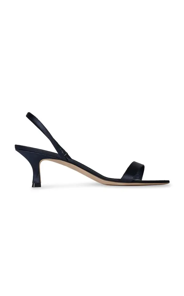 THE ROW Ella Slingback Satin Sandals - Navy