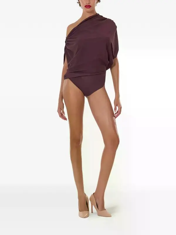 Wolford Asymmetric Neck Bodysuit - Red